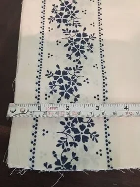 Office | Blue Floral Border Fabric Panel For Home Crafts Quilting ...